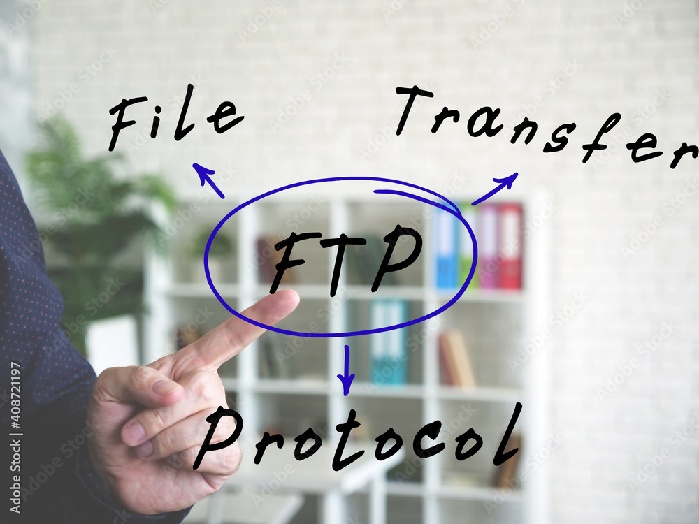 Text FTP File Transfer Protocol on Concept photo. Hand gestures - man ...