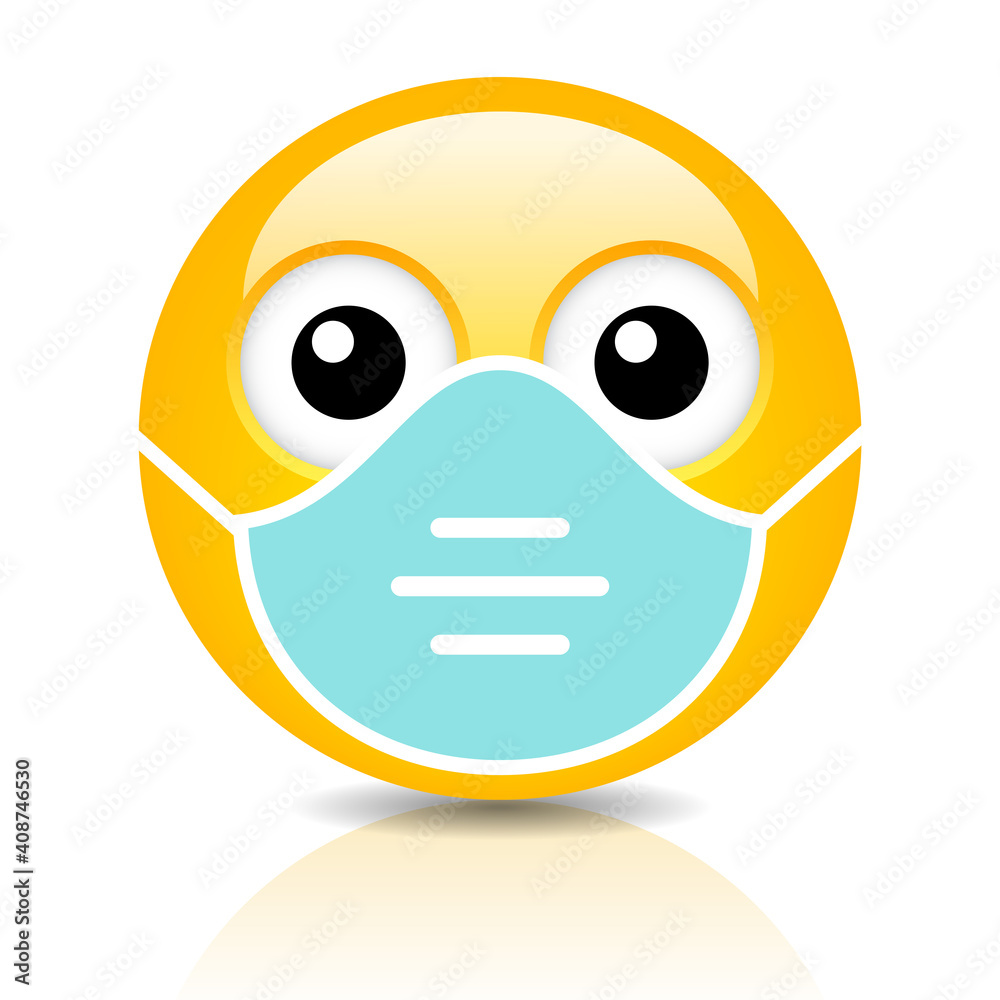 Emoji with face mask vector cartoon Stock Vector | Adobe Stock