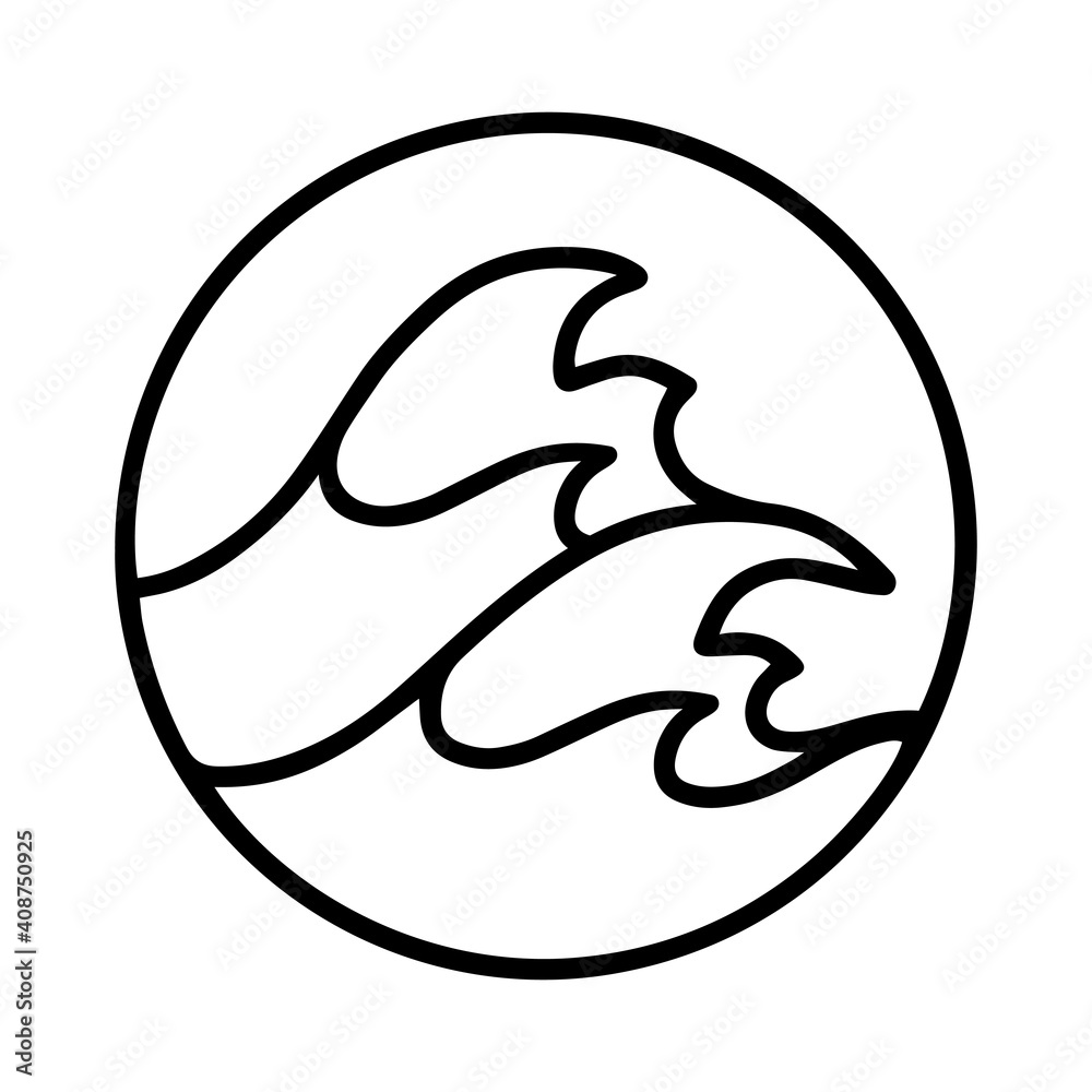 Abstract waves round icon. Emblem for logo, label. Japanese design ...