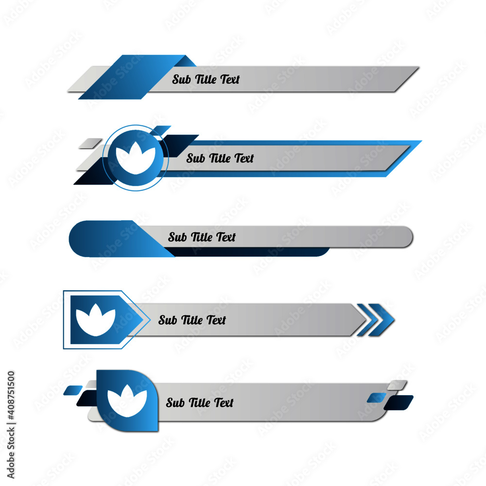 Geometric lower third banner design collection in grey and blue colour ...