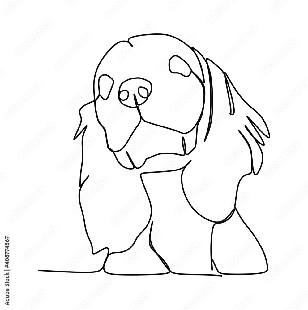 Cavalier King Charles Spaniel dog illustration. Continuous one line ...