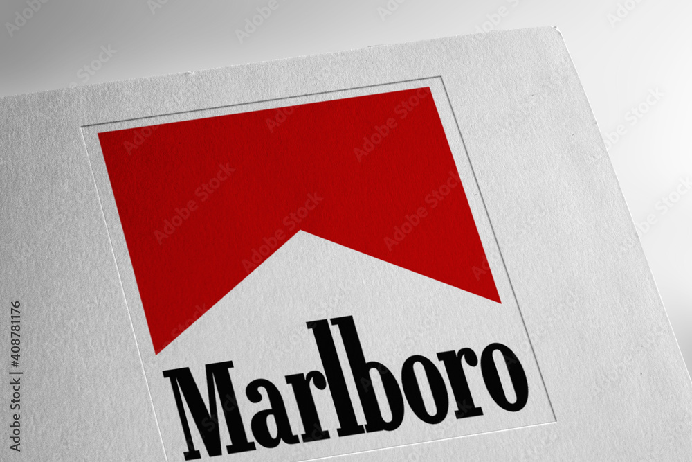 Marlboro logo on textured paper Stock Photo | Adobe Stock
