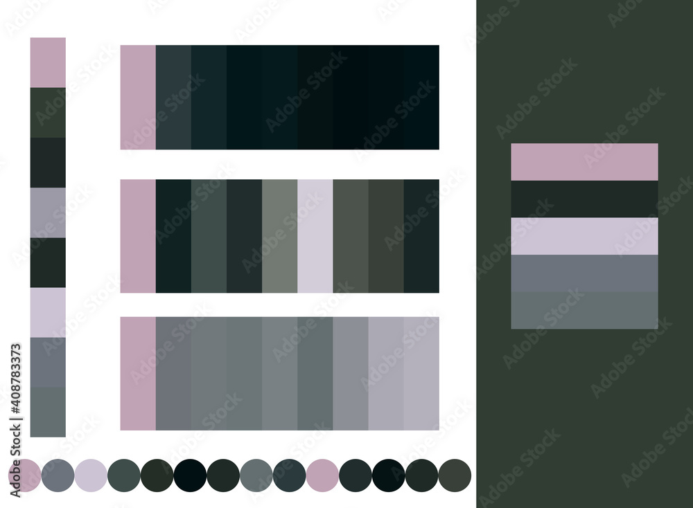 Vetor de Neutral grey, dark green and pink big set color palette vector ...