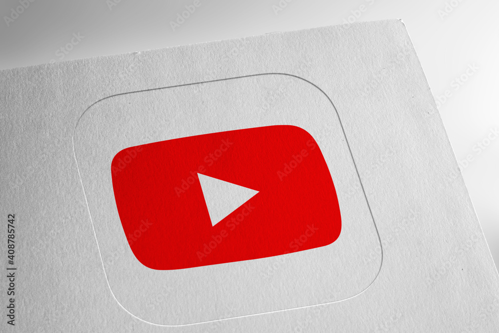 Youtube logo on textured paper Stock Photo | Adobe Stock