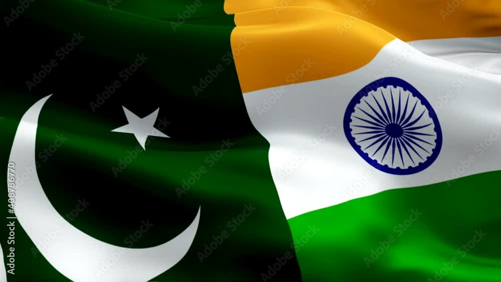 Pakistani and Indian flag waving video in wind footage Full HD ...