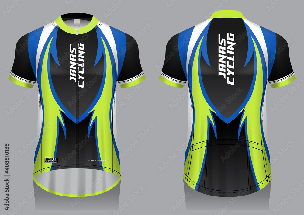 Jersey cycling template design uniform front and back view Stock Vector ...