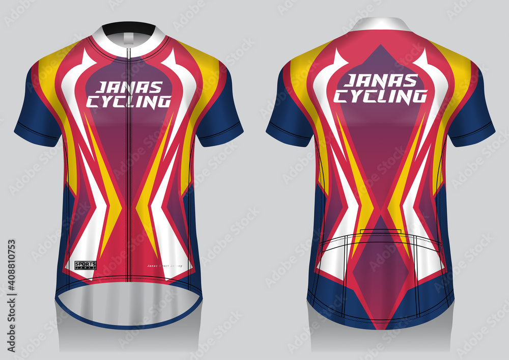 Jersey cycling template design uniform front and back view Stock Vector ...