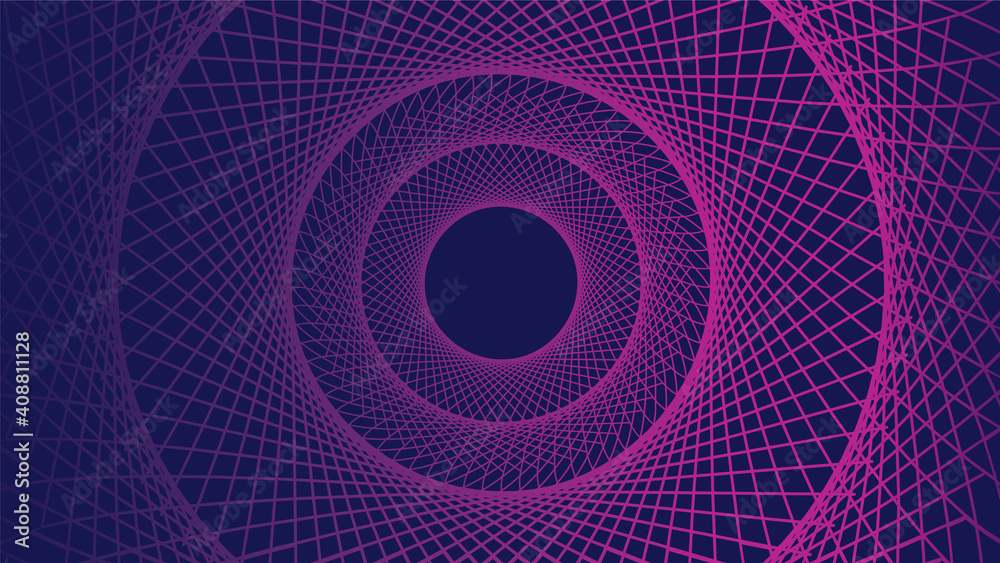 Abstract vortex pattern. Tunnel or warmhole grid. Wireframe circle tech ...