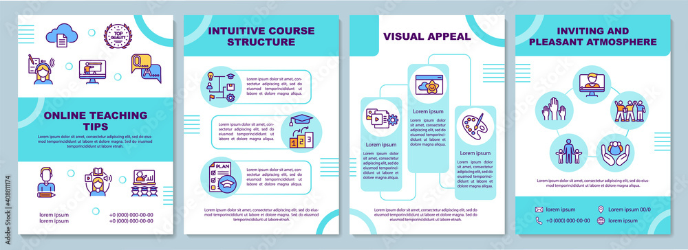 Online teaching tips brochure template. Intuitive course structure ...