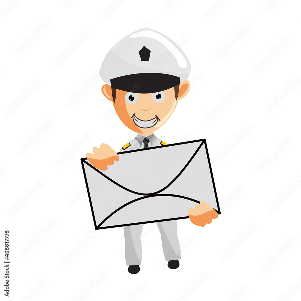 Airplane Pilot Holding Mail Message Cartoon Character Aircraft Captain ...