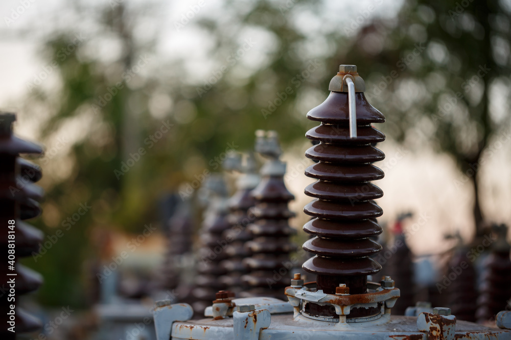 Insulator of high voltage tranformer Stock Photo | Adobe Stock