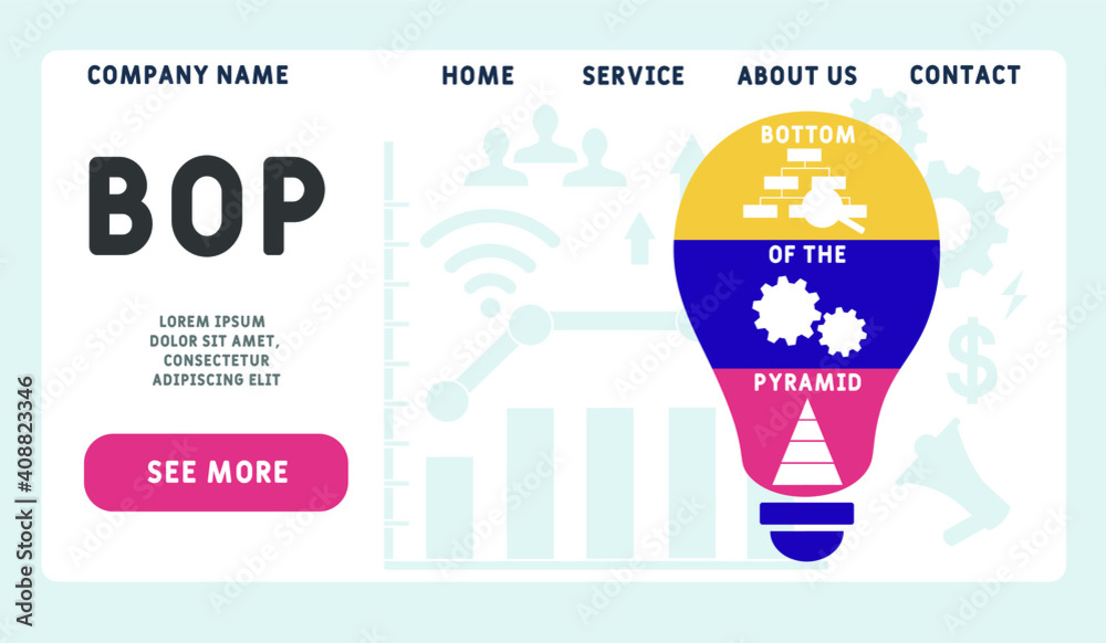 Vector website design template . BOP - Bottom of the Pyramid acronym ...
