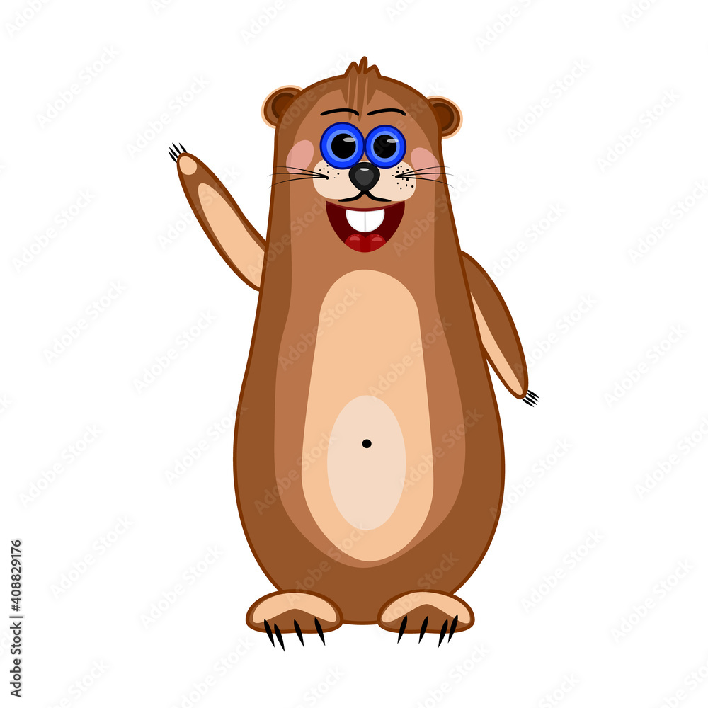Groundhog isolated on white background. Cute cartoon marmot. Groundhog ...