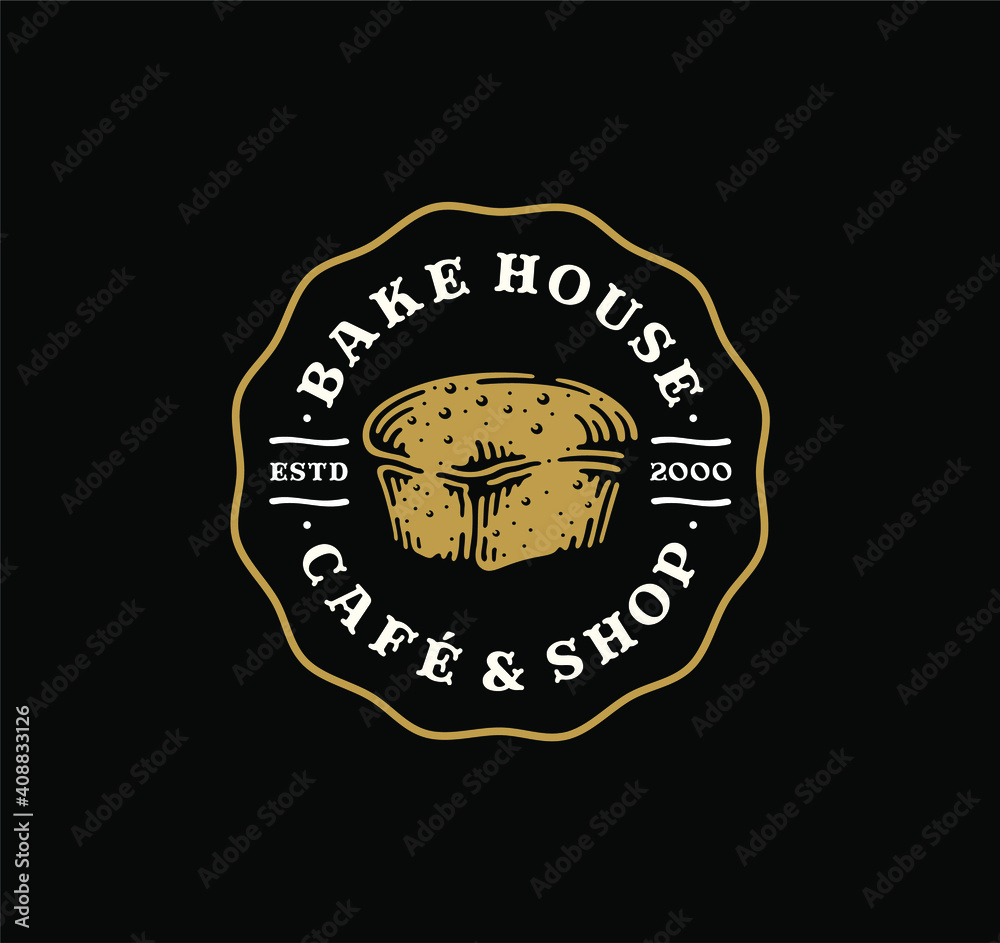 Logo badge of loaf bread in vintage design. bakery label design on ...