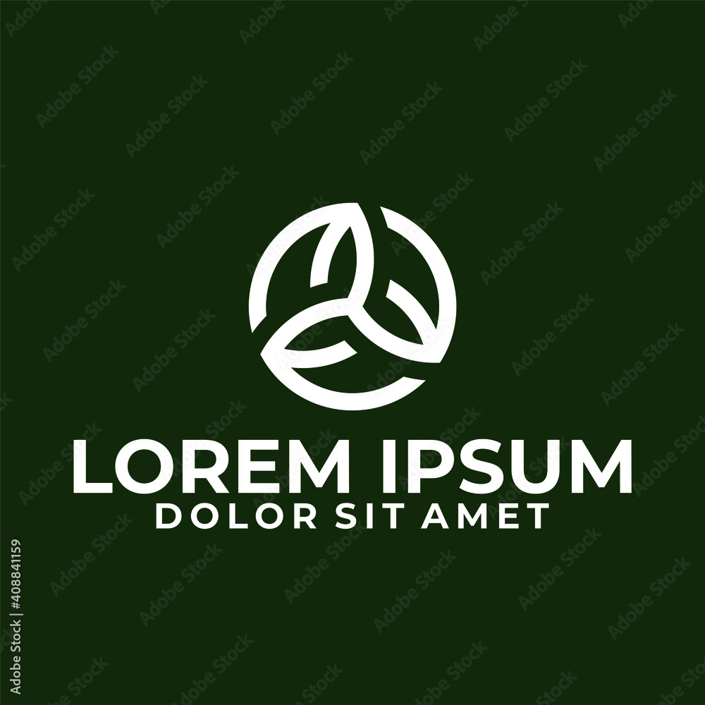 Initial letter triple E logo template with geometric triskele line art ...