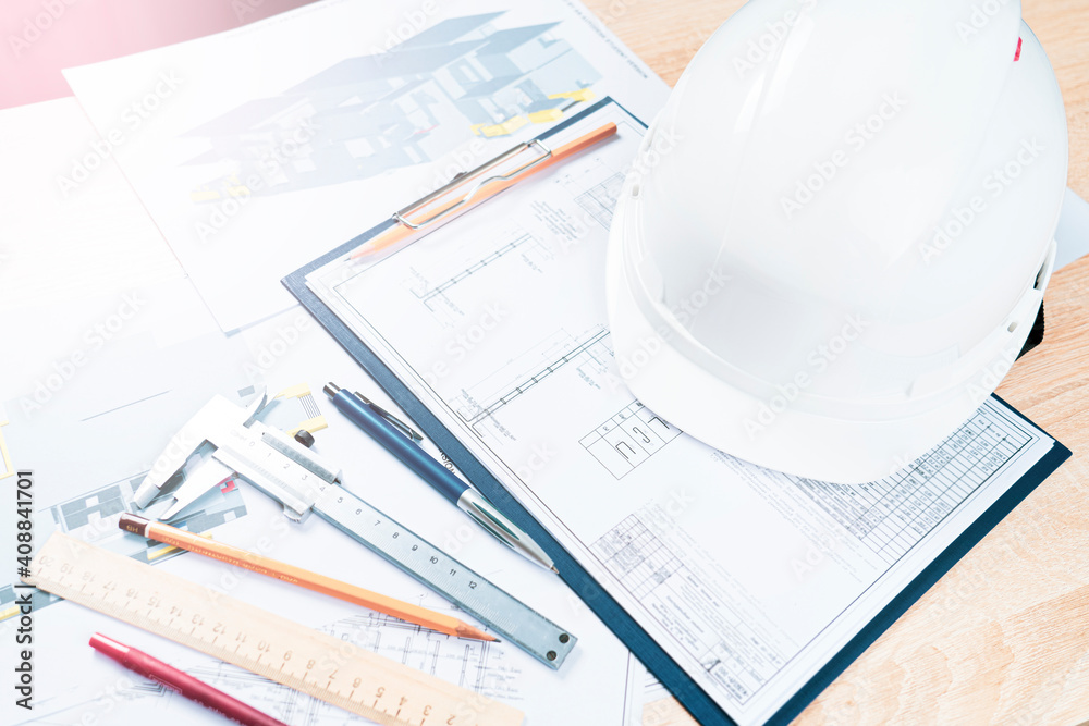 helmet and tools for construction drawings and construction drawings ...