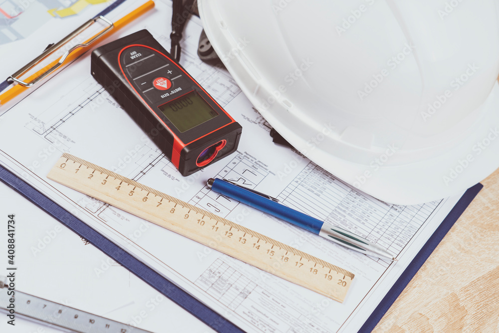 helmet and tools for construction drawings and construction drawings ...