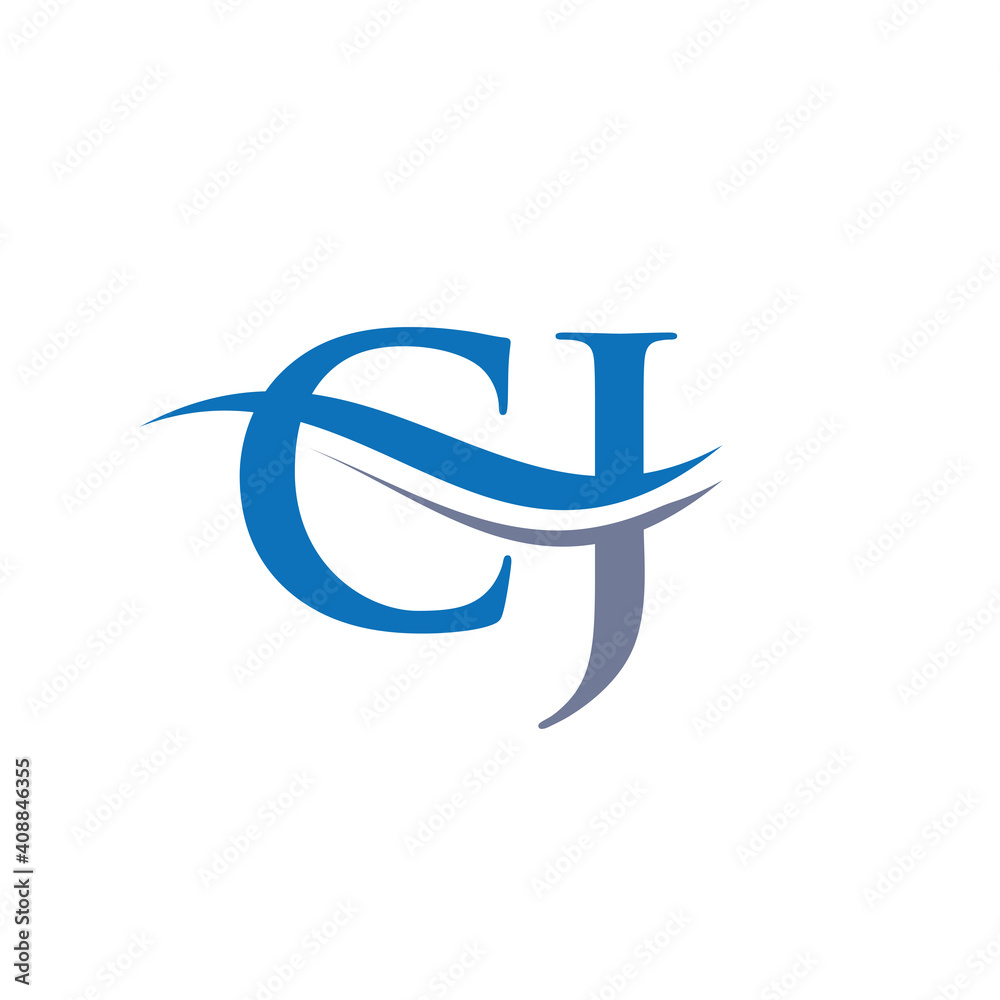 Premium Letter CJ Logo Design with water wave concept. CJ letter logo ...