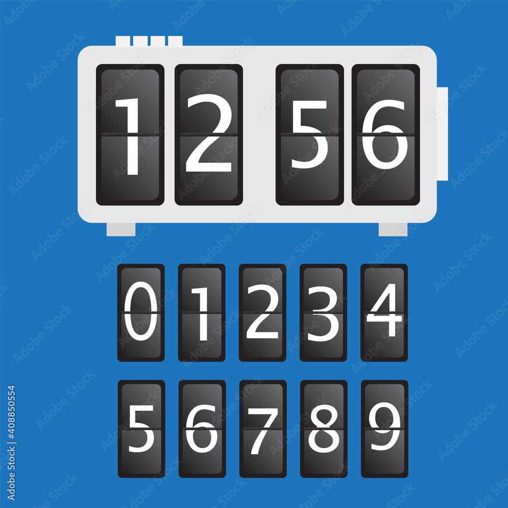 Wall flap counter clock template. Time clock Stock Vector | Adobe Stock