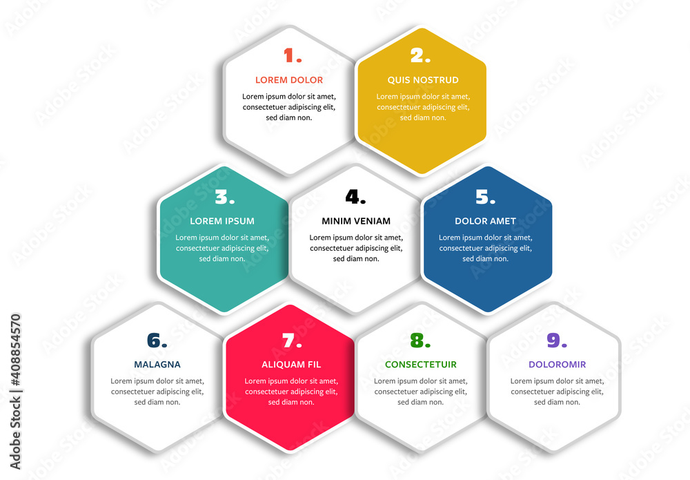 Hexagon Infographics Layout Stock Template | Adobe Stock