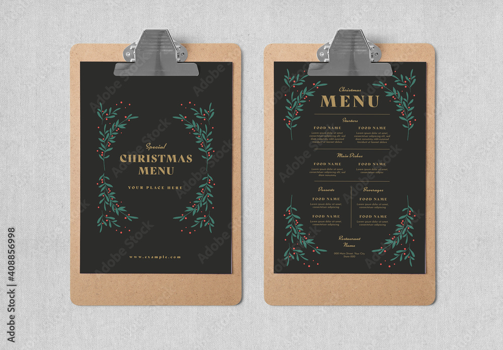 Christmas Food Menu Layouts Stock Template | Adobe Stock