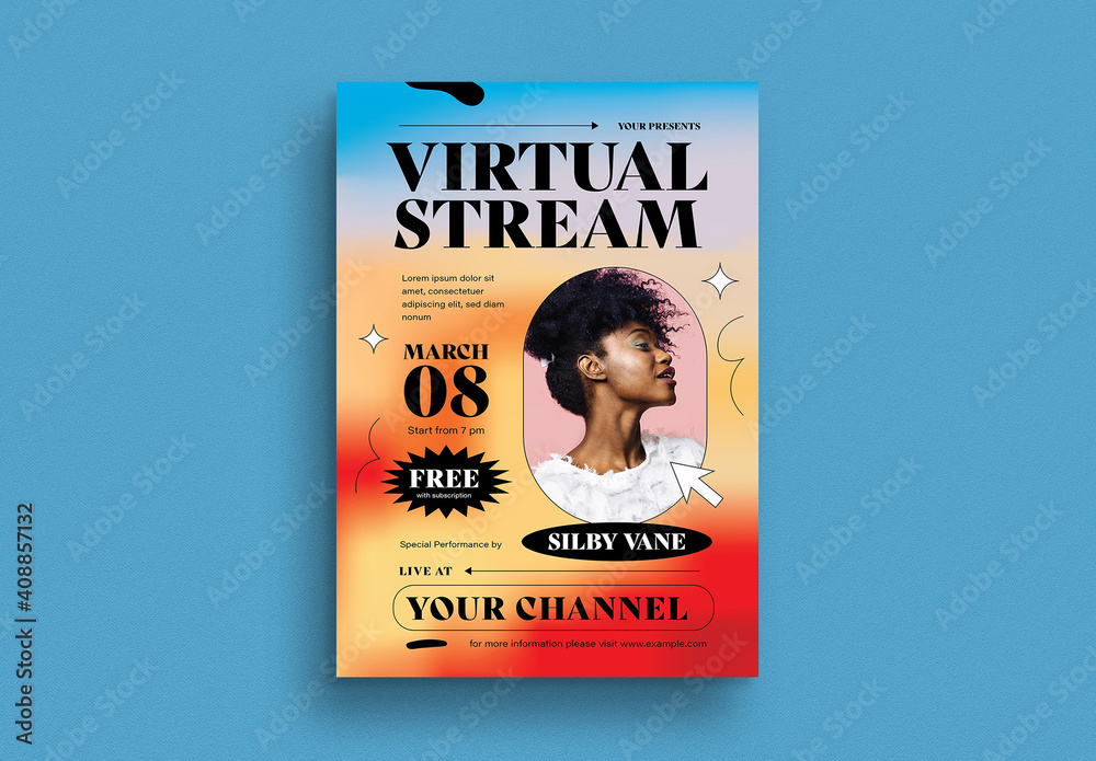Virtual Stream Event Flyer Layout Stock Template | Adobe Stock