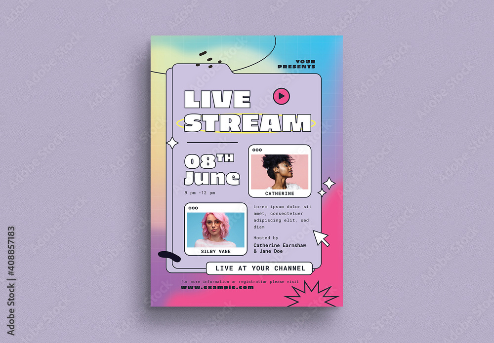 Live Stream Event Flyer Layout Stock Template | Adobe Stock