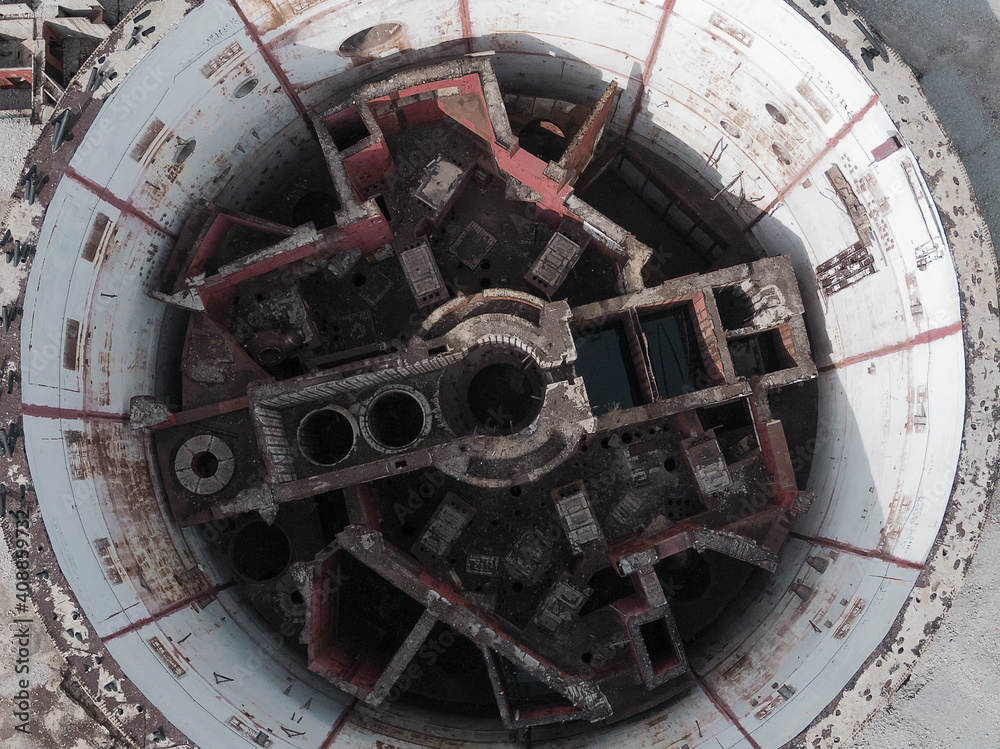 The room of a nuclear reactor in the destroyed Soviet power station in ...