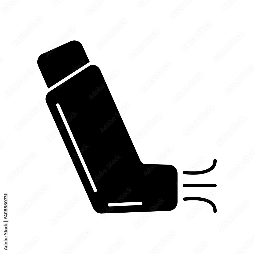 Vector graphics, inhaler icon, black, isolated on white background ...