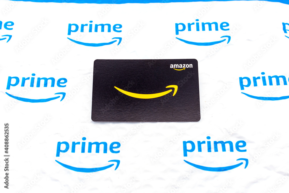 Amazon gift card on Amazon Prime plastic padded shipping envelope - San ...