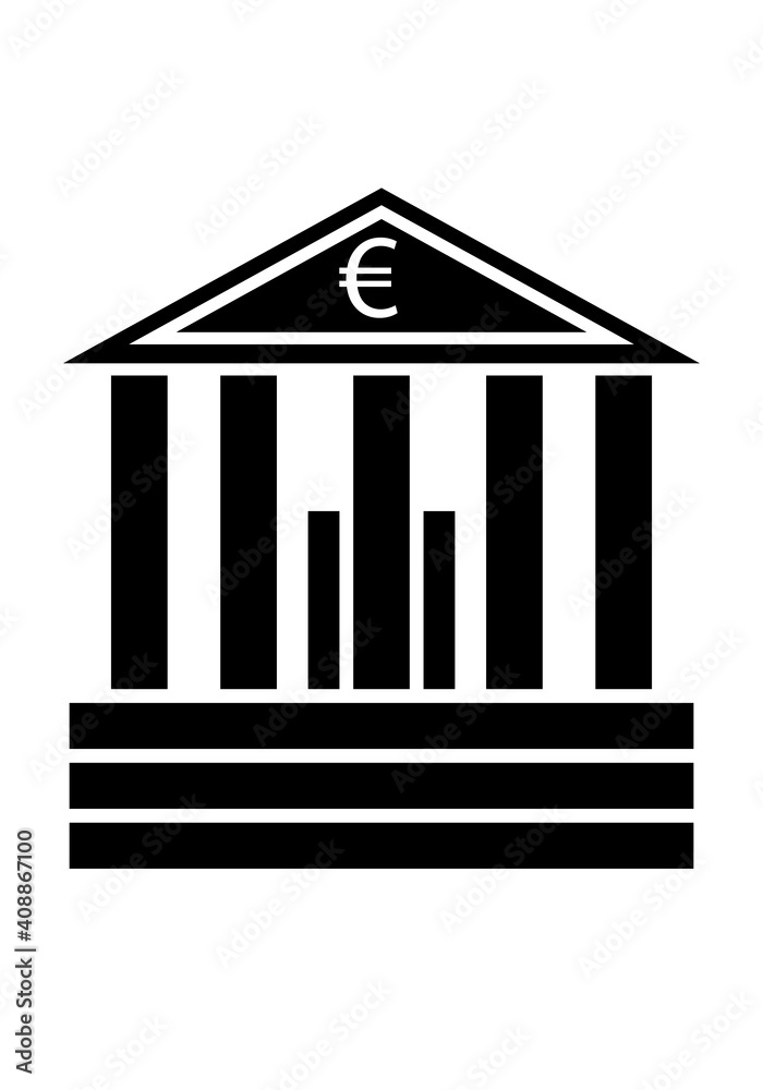 Icono de banco con símbolo del euro Stock Vector | Adobe Stock