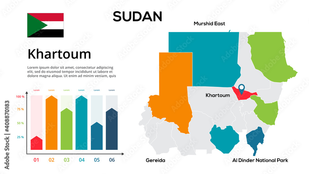 Sudan map. image of a global map in the form of regions of Sudan ...
