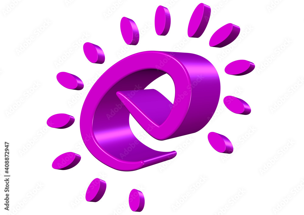 3d rendered purple e letter with around shiny lines Stock Illustration ...