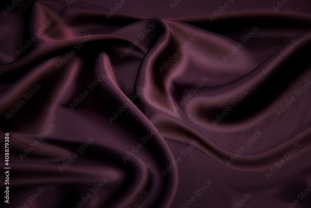 Beautiful elegant wavy violet purple satin silk luxury cloth fabric ...