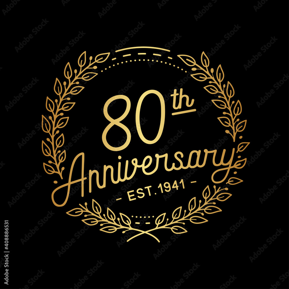 80 years anniversary celebrations design template. 80th logo. Vector ...