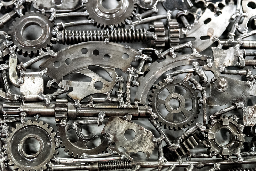 Industrial background with metal elements. Welded modes and elements of ...