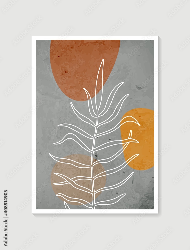 Contemporary art posters in pastel colors. Botanical wall art vector ...