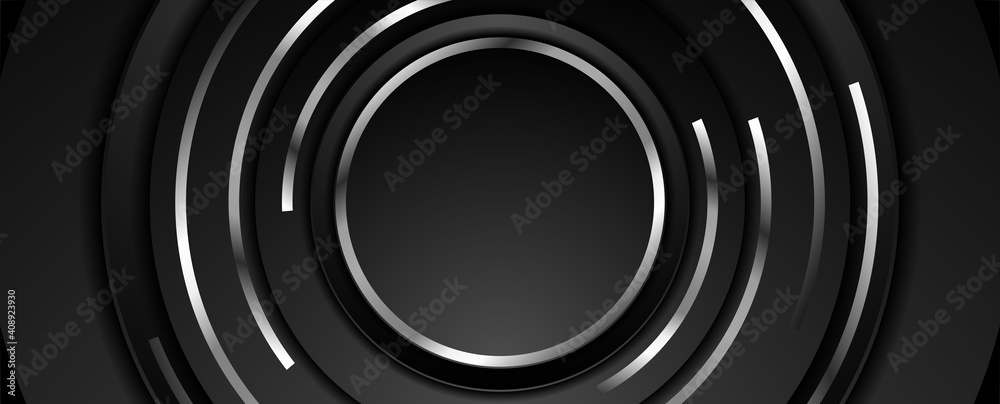 Technology abstract background with silver metallic round shapes ...