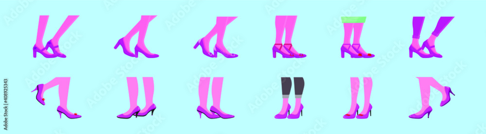 set of ruby slippers cartoon icon design template with various models ...