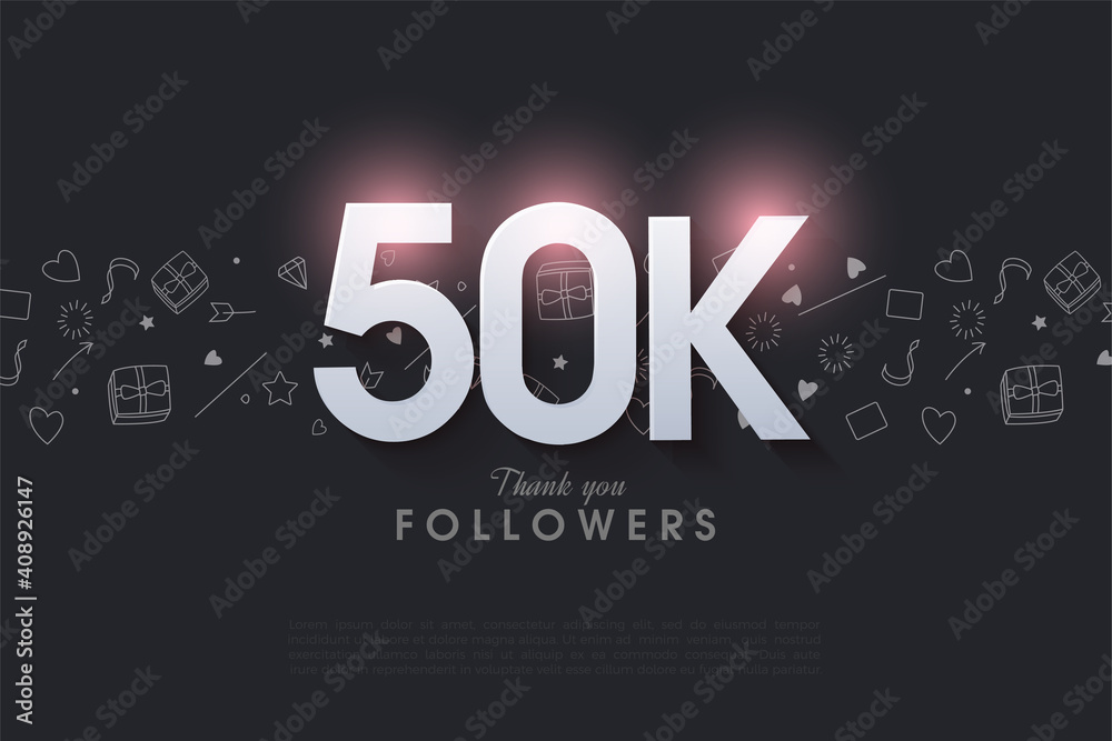 Thank you to 50k followers with the illuminated number illustration on ...