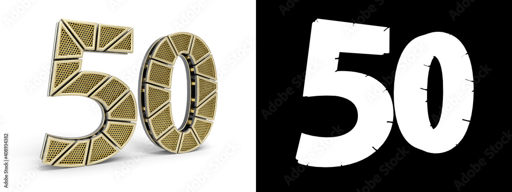 Number fifty (number 50) with perforated gold segments Stock ...