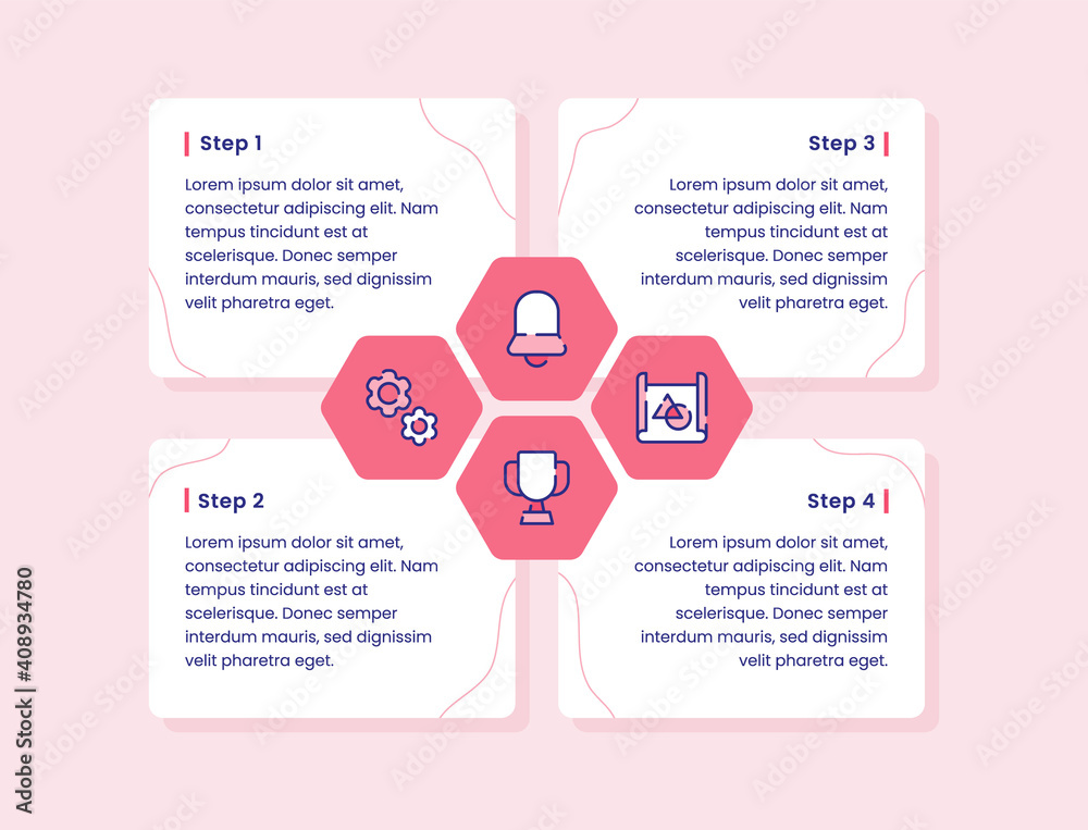 management infographic diagram four step bell intersection shape trophy ...
