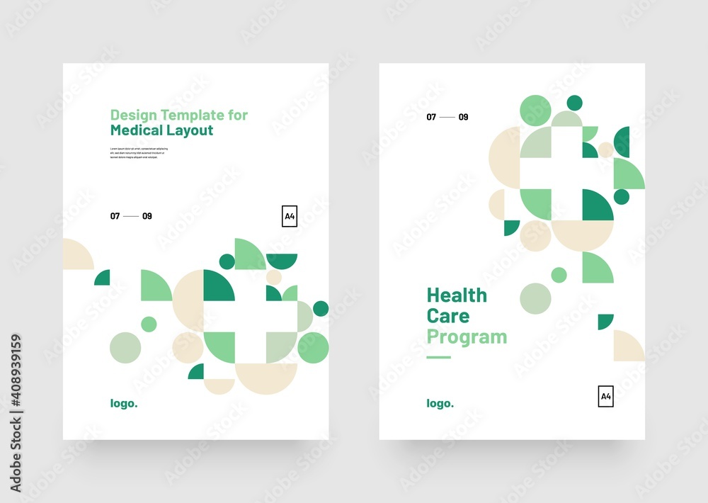 Vector layout template with geometric pattern for medical layout. For ...