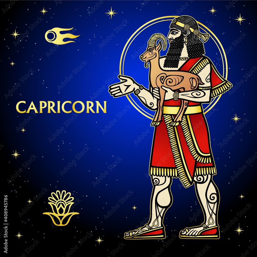 Cartoon color illustration: Zodiac sign Capricorn. Character of ...