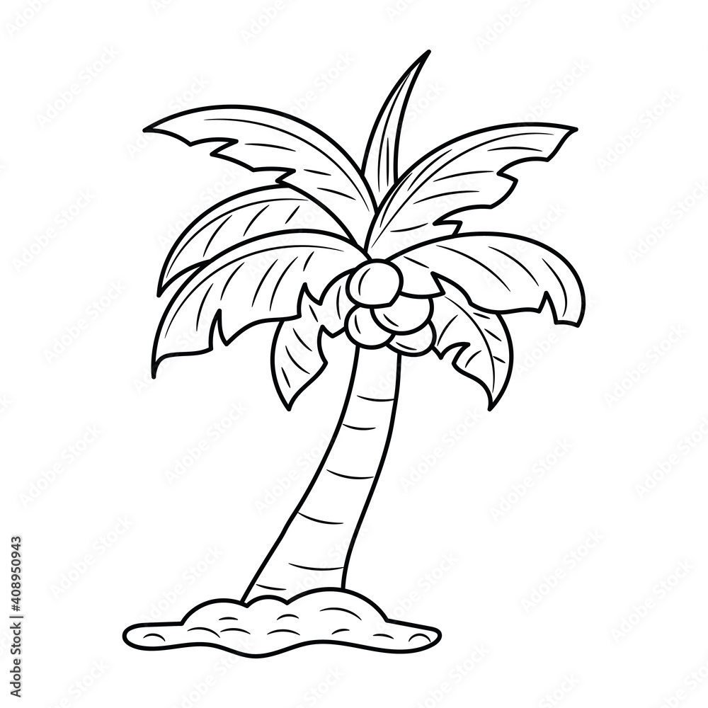 Coconut tree outline vector illustration, linear style pictogram ...