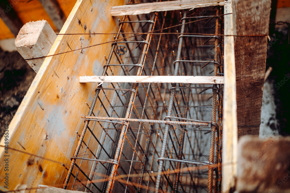 Construction rebar steel work reinforcement in conncrete structure of ...