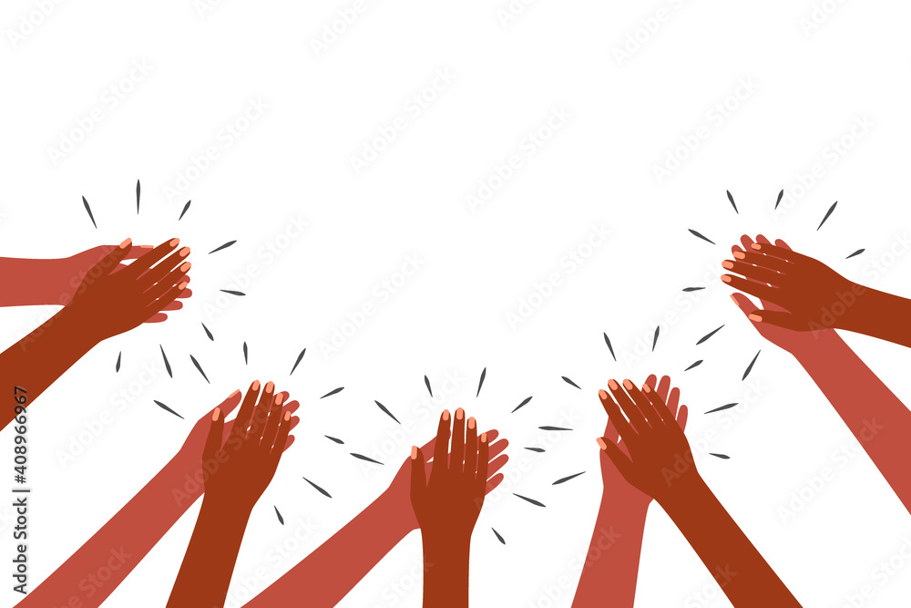 Hands clap. Applause of group of black people. Appreciate ...