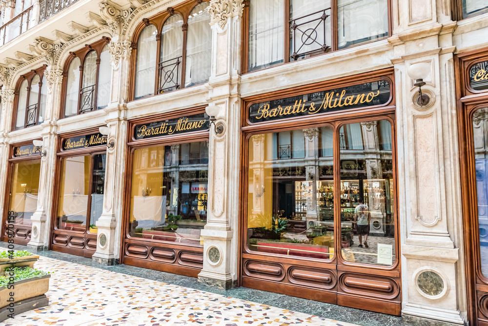 TURIN, ITALY - JULY 14, 2019: The Caffe Baratti & Milano is a historic ...