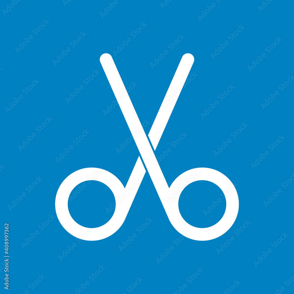 Schere - Icon, Symbol, Piktogramm - Fläche Hintergrund - blau weiß ...