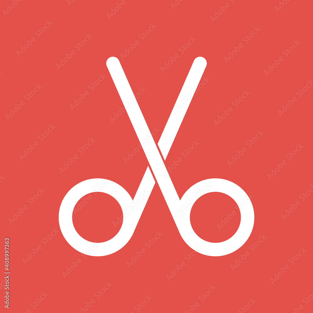 Schere - Icon, Symbol, Piktogramm - Fläche Hintergrund - rot weiß Stock ...